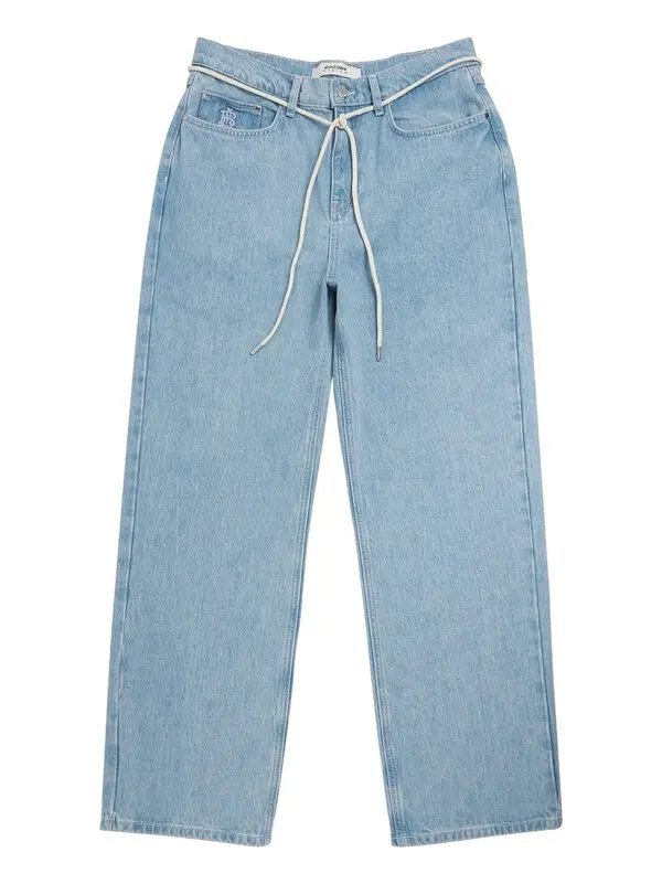 ABOUT:BLANK Wide-leg Jeans With Shoelace Belt - Blue