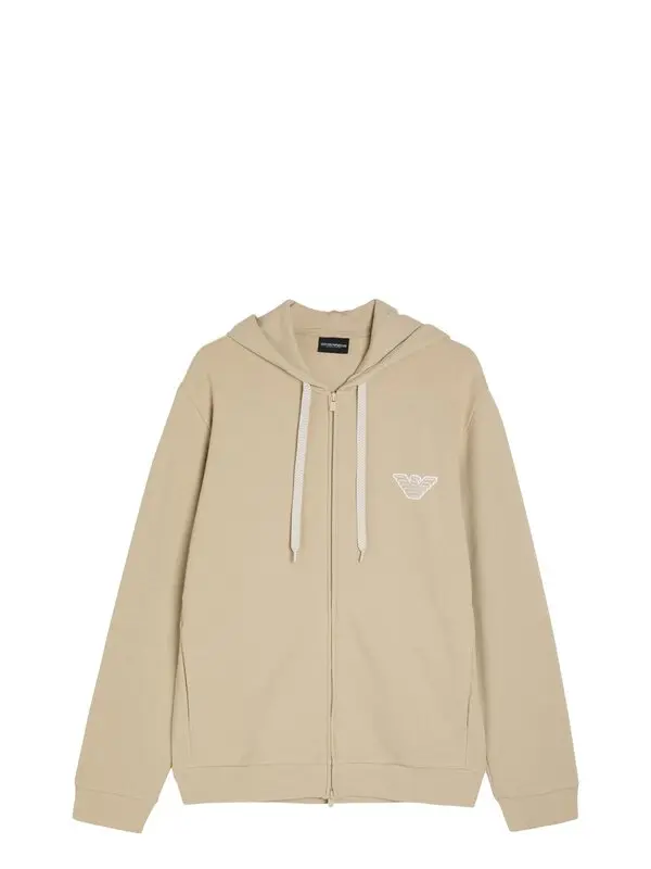 Emporio Armani Piqué Cotton-blend Sweatshirt - Beige