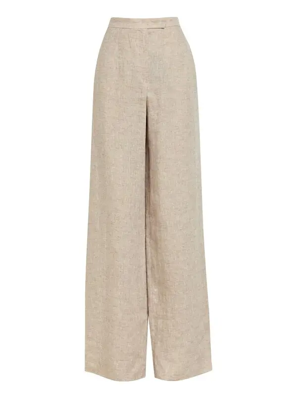 Emporio Armani Wide-leg Linen-blend Trousers - Beige