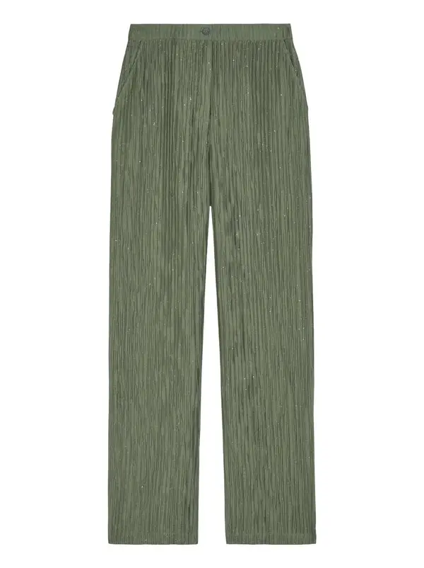 Emporio Armani Crinkled Straight-leg Trousers - Olive