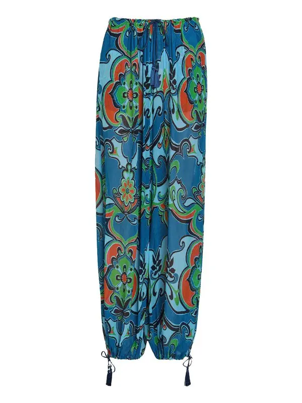 Etro Patterned Balloon-leg Georgette Trousers - Blue