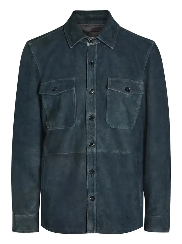 Paige Peyman Suede Overshirt - Navy