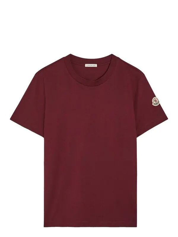 Moncler Logo-appliquéd Scalloped Cotton T-shirt - Mid Red