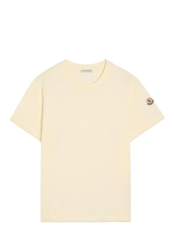 Moncler Logo-appliquéd Scalloped Cotton T-shirt - Natural