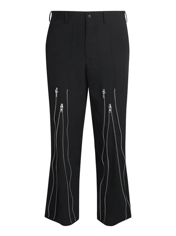Comme Des Garçons Wool Zip-detail Trousers - Black
