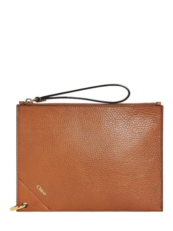 Chloé Leather Spin Zipped Pouch - Brown