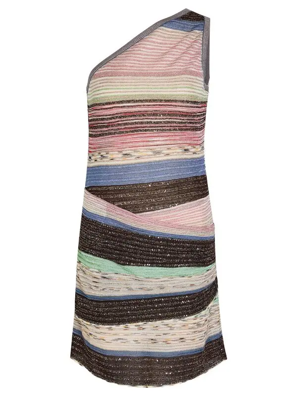 Missoni Striped Ruched Metallic-knit Mini Dress - Multi Multi
