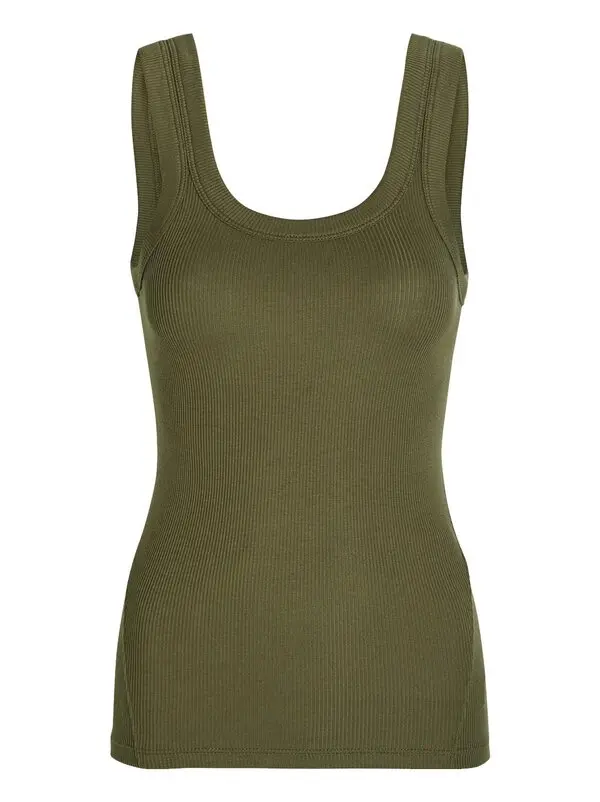 Rag & Bone Ribbed Stretch-cotton Tank - Dark Green