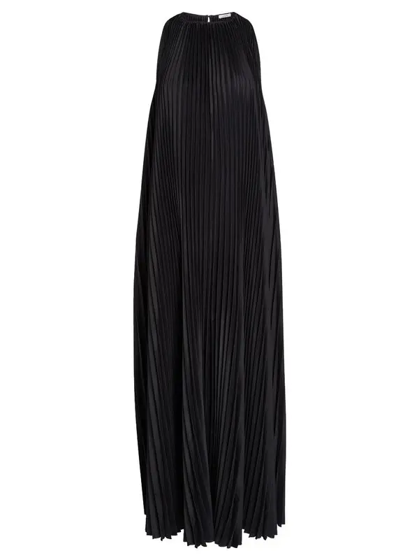 JOSEPH Chenes Pleated Satin Maxi Dress - Black