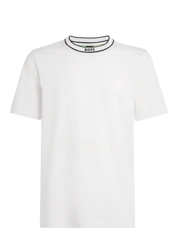 BOSS Cotton Stripe-detail T-shirt - White