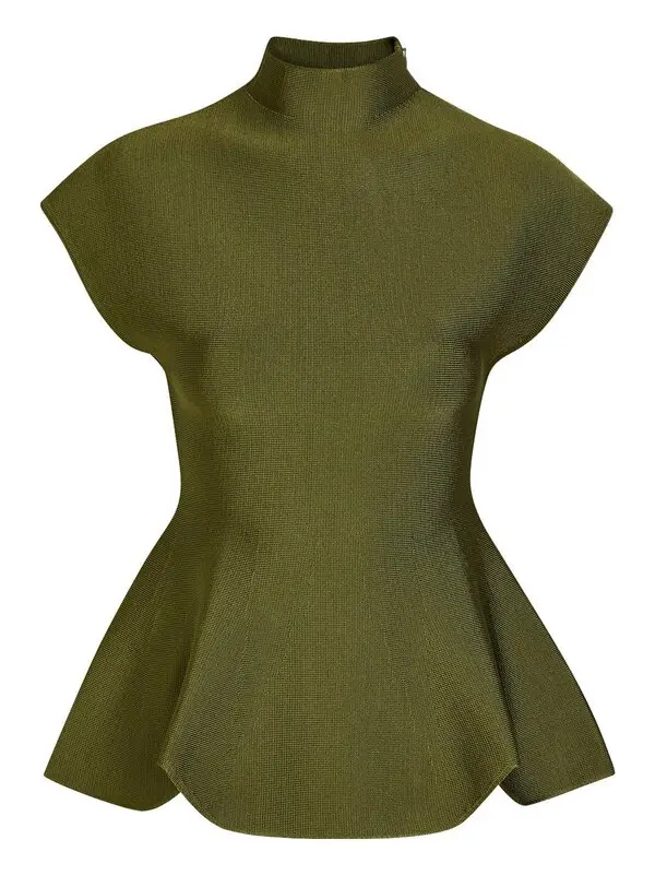 Khaite Andra High-neck Knit Top - Olive