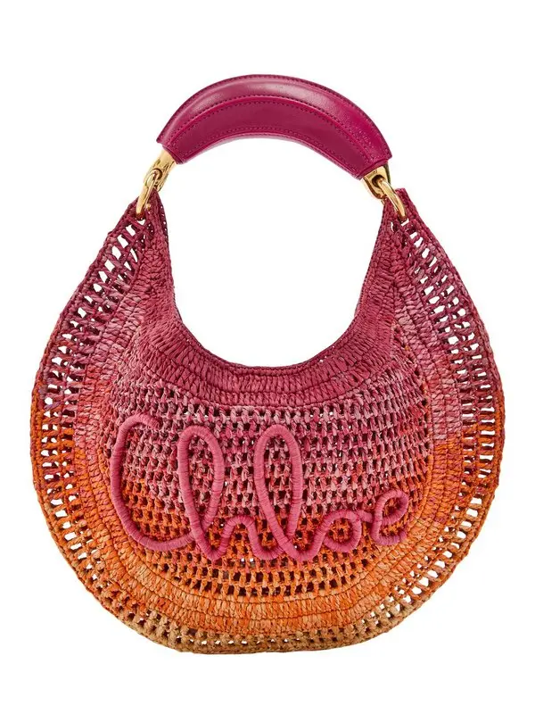 Chloé Raffia Shoulder Bag With Logo - Multicoloured 1