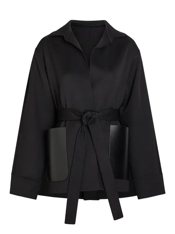 Alaïa Leather And Wool Wrap Jacket - Black