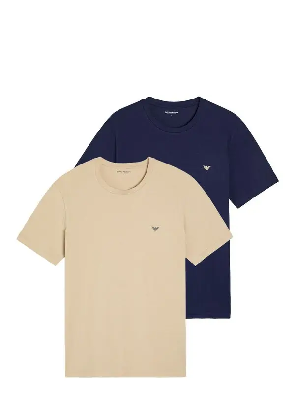 Emporio Armani Logo Crew-neck Stretch-cotton T-shirt - Blue