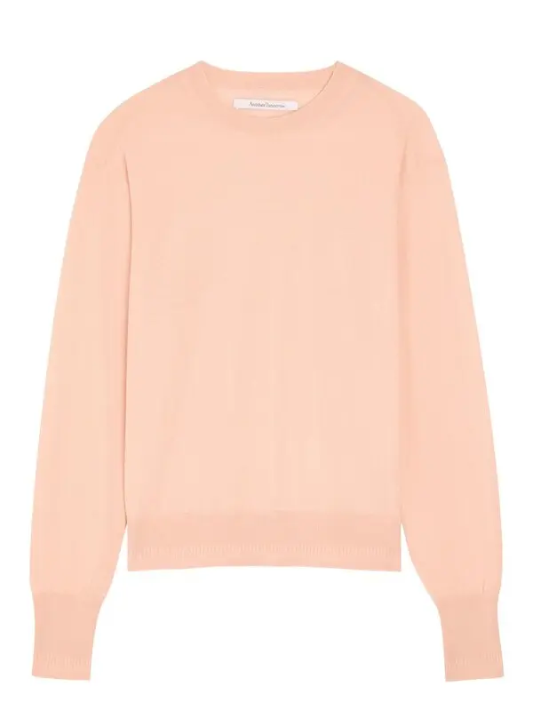 Another Tomorrow Fine-knit Crewneck T-shirt - Pink