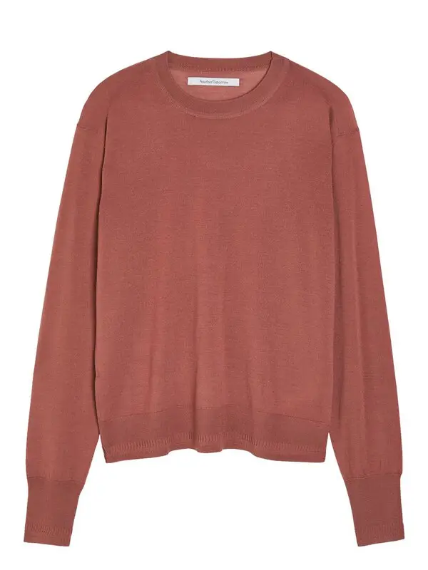 Another Tomorrow Fine-knit Crewneck T-shirt - Red