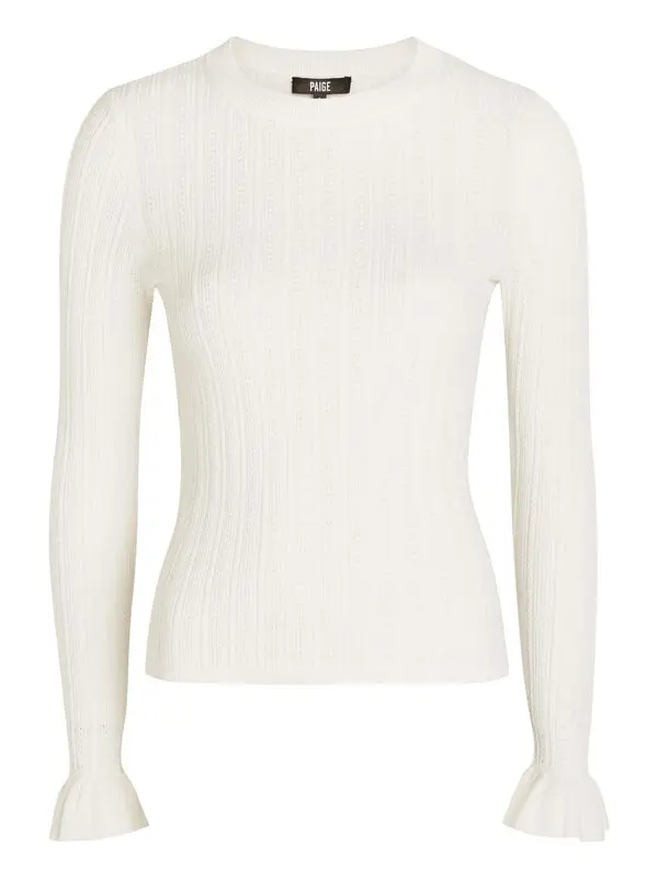 Paige Ophelia Pointelle-knit Top - White