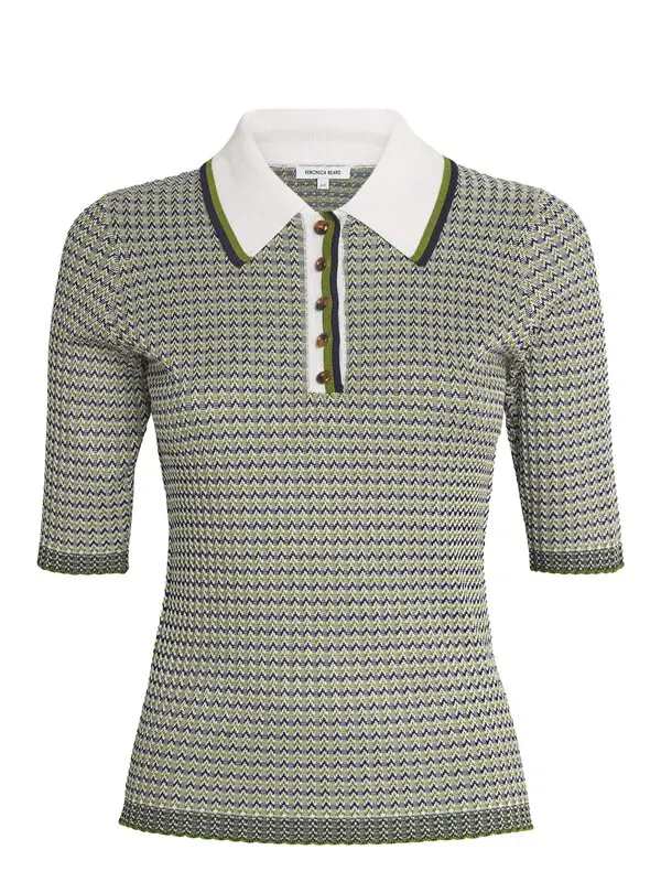 Veronica Beard Geometric Jacquard Polo Shirt - Green
