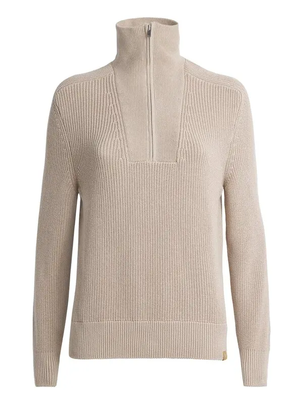 Y.O.U Cotton Quarter-zip Welland Sweater - Beige