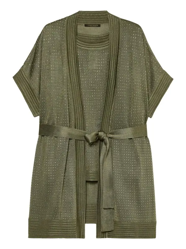 Marina Rinaldi Knitted Cardigan And Sleeveless Top Set - Green