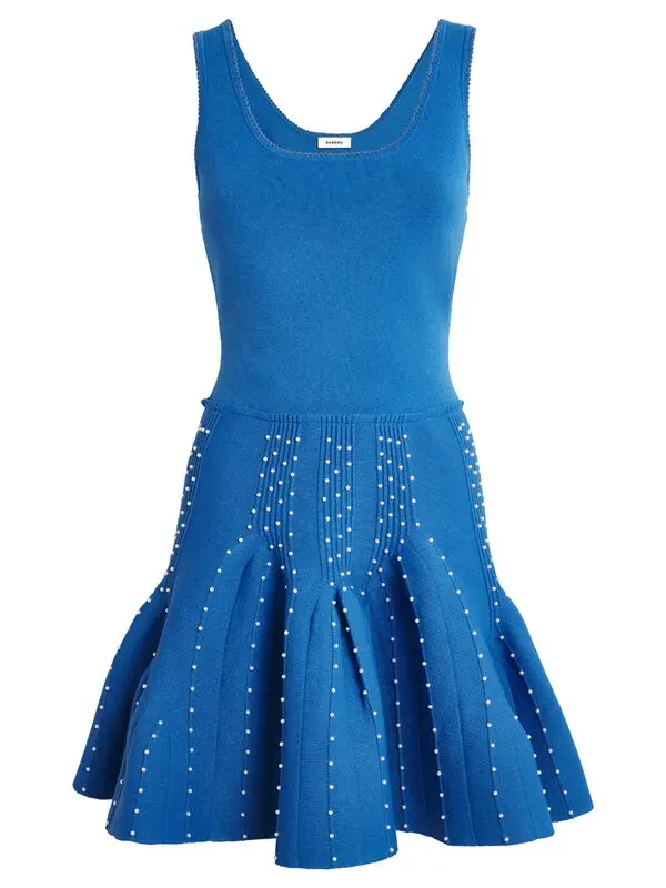 Sandro Embellished Knit Mini Dress - Blue