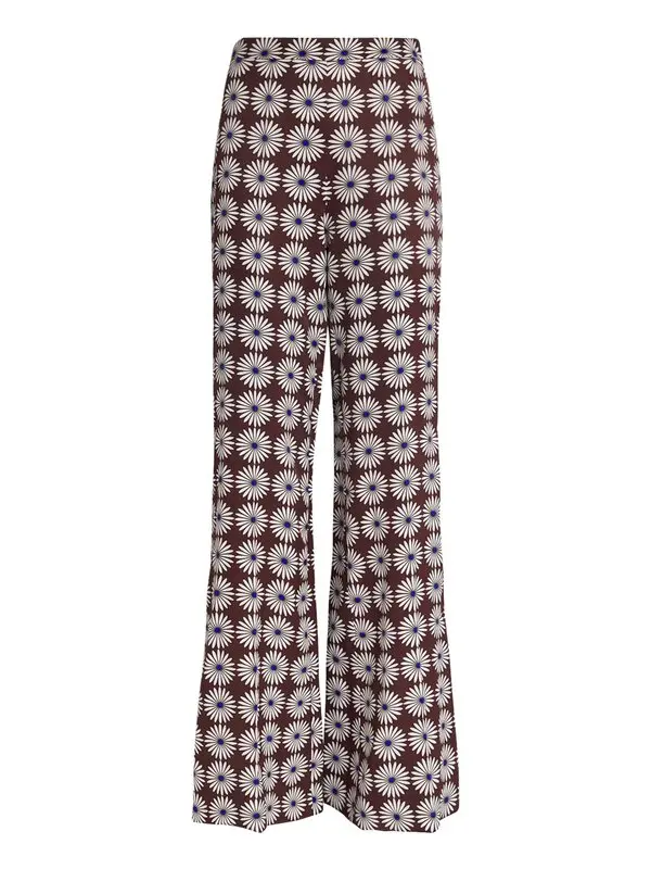 Sandro Floral Flared Trousers - Brown