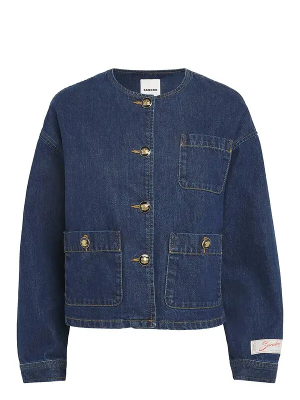Sandro Crest-button Denim Jacket - Blue