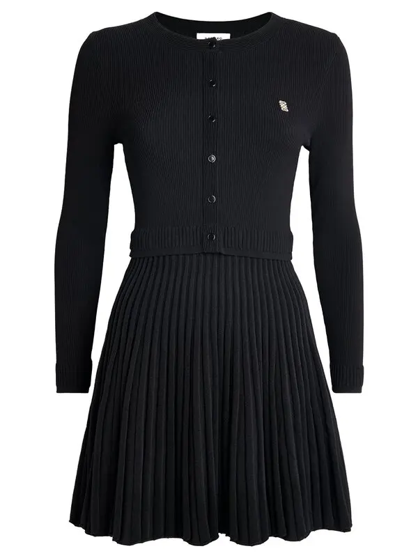 Sandro Pleated Knit Mini Dress - Black