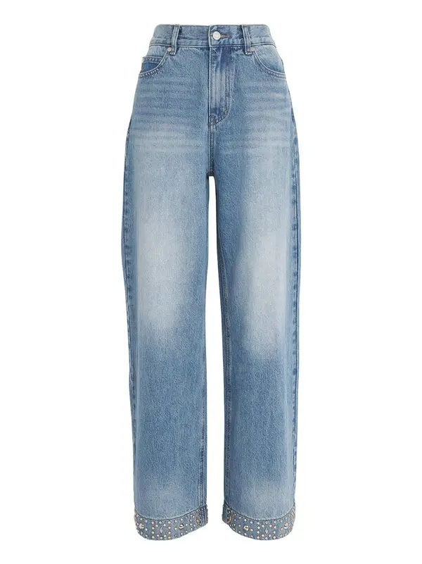 Sandro Embellished Straight-leg Jeans - Blue
