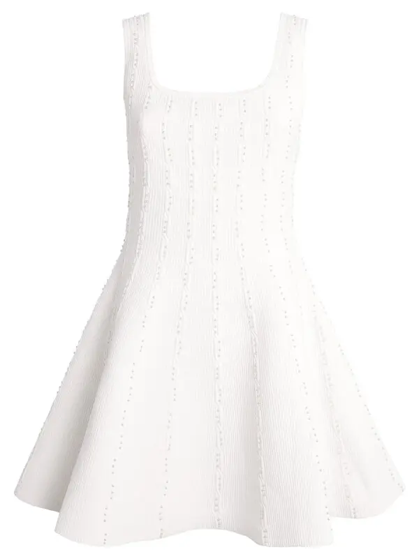 Sandro Beaded Knit Mini Dress - Beige