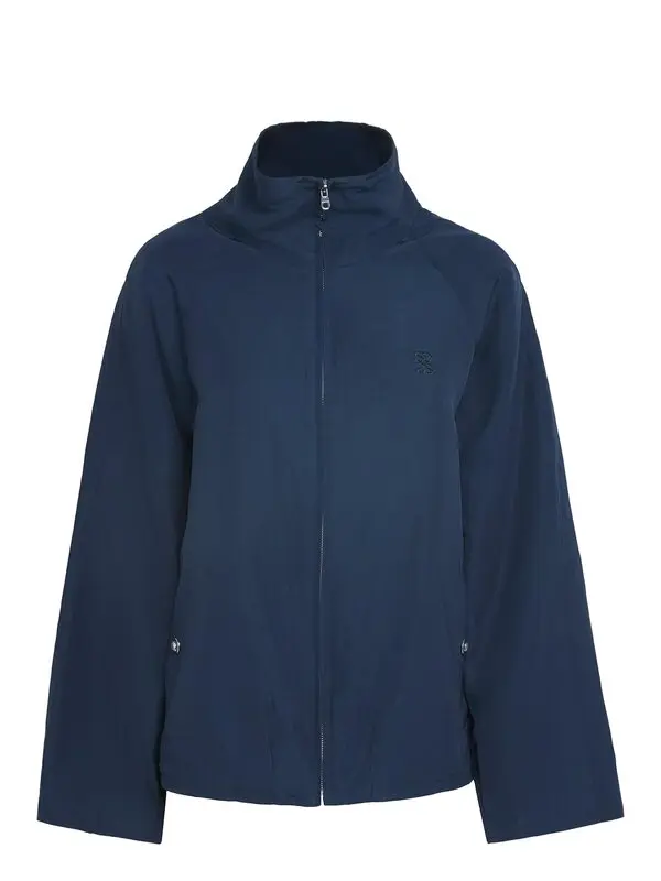 Sandro Embroidered Logo Funnel-neck Jacket - Blue