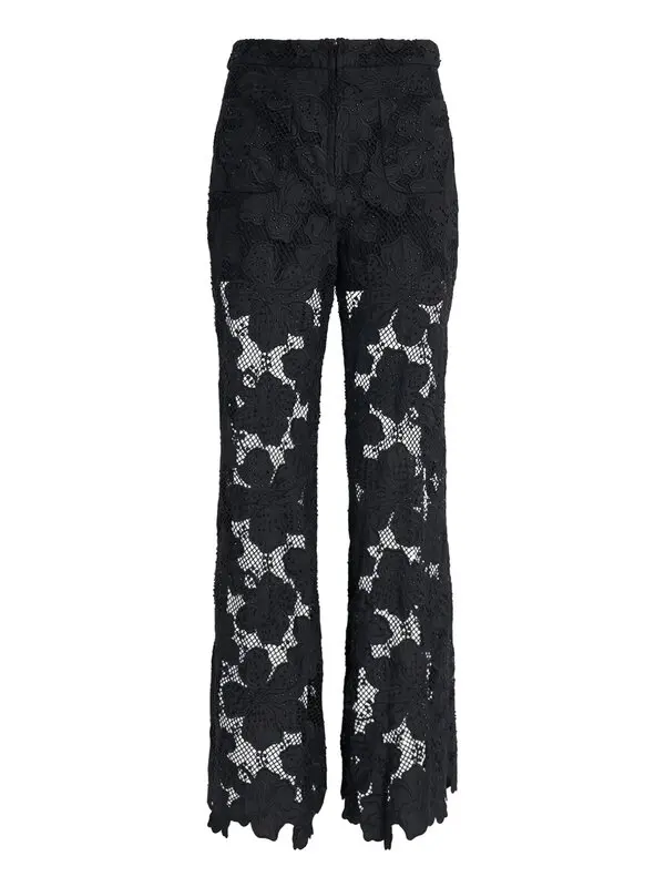 Sandro Guipure Lace Flared Trousers - Black