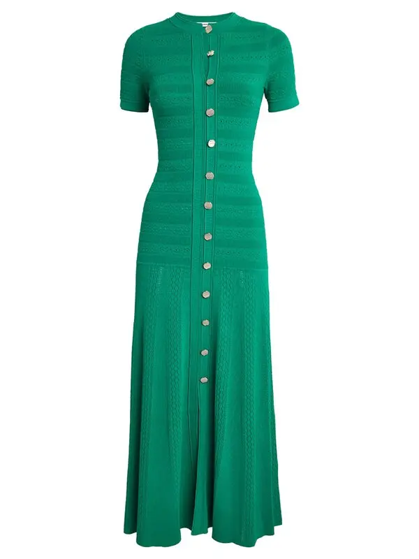 Sandro Knit Button-down Midi Dress - Green