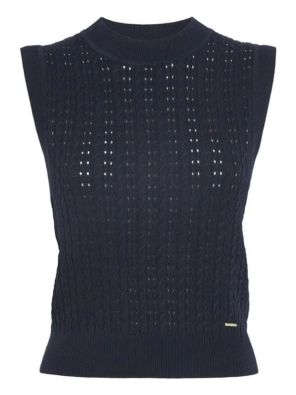 Sandro Open-knit Tank Top - Blue