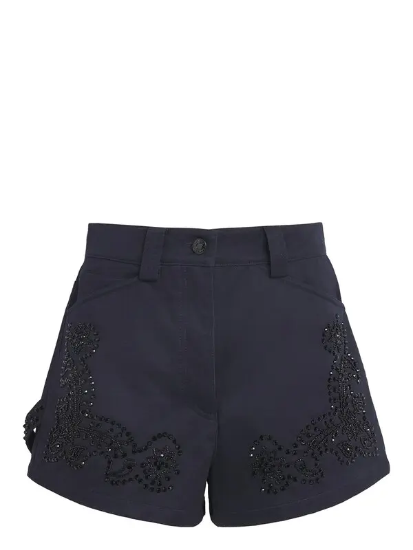 Sandro Cotton Embroidered Shorts - Blue