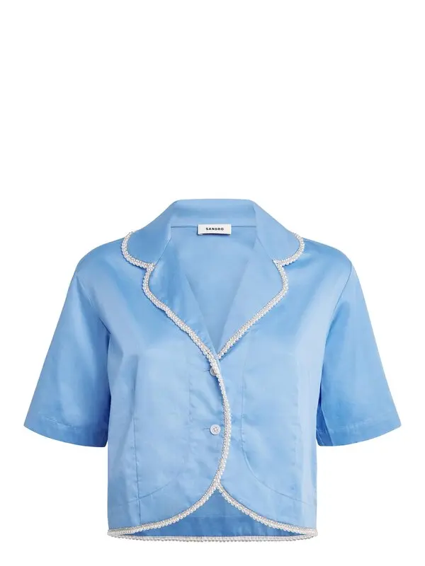 Sandro Cotton Embellished Shirt - Blue