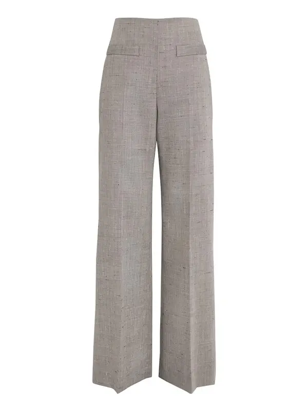 Sandro Wool-blend Check Wide-leg Trousers - Beige