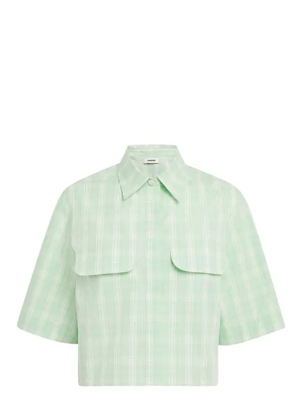 Sandro Cotton Check Relaxed Shirt - Green