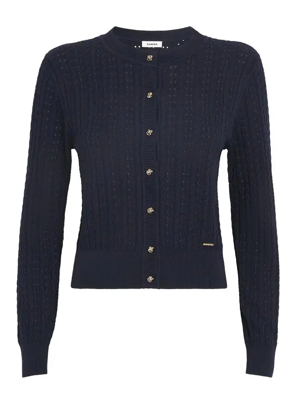 Sandro Cropped Openwork Cardigan - Blue