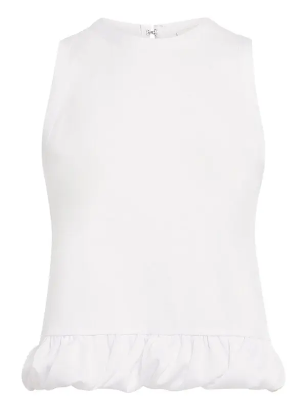 Sandro Cotton Ruffle Sleeveless Top - Beige