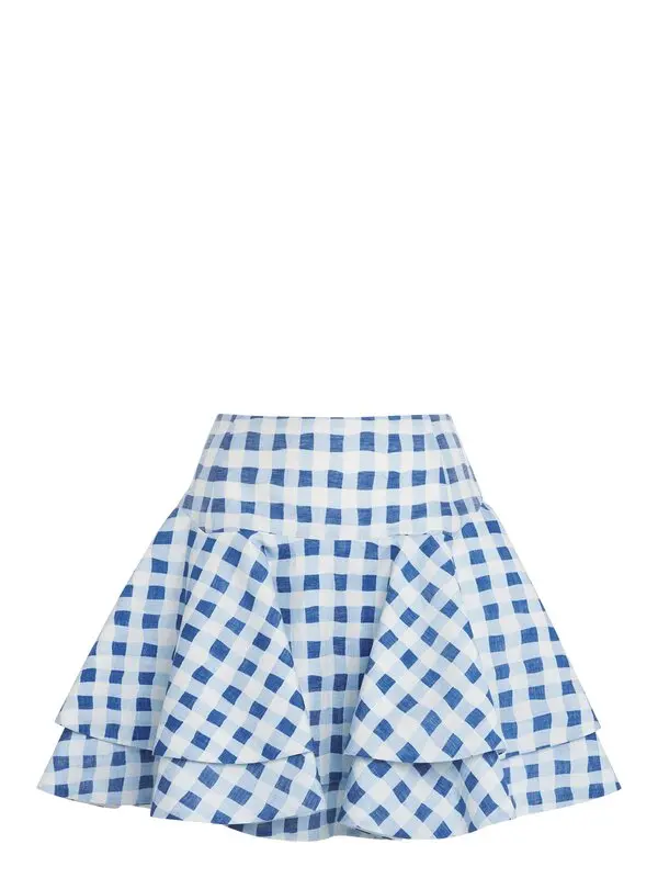 Sandro Linen-blend Ruffle Mini Skirt - Blue