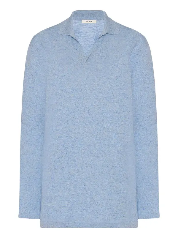 THE ROW Niosa Cotton-linen Polo Sweater - Blue