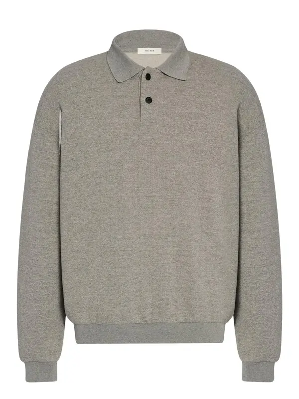 THE ROW Ry Cotton Collared Sweater - Grey