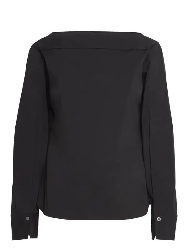 Theory Poplin Boat-neck Blouse - Black