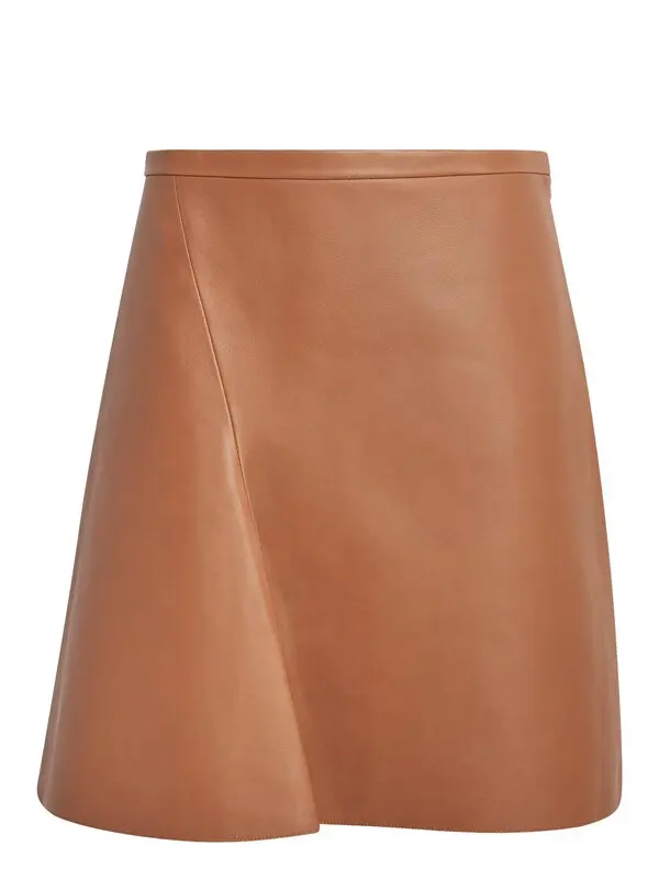 Theory Lambskin Mini A-line Skirt - Brown
