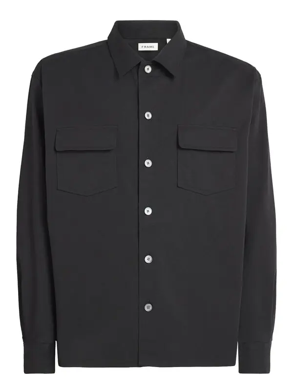 FRAME Cotton Patch-pocket Overshirt - Black