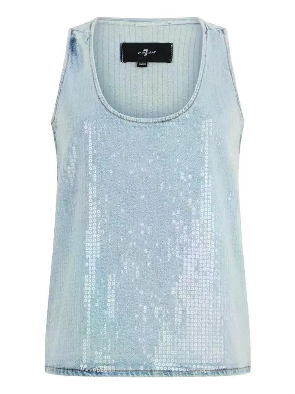 7 For All Mankind Sequin-embellished Top - Blue