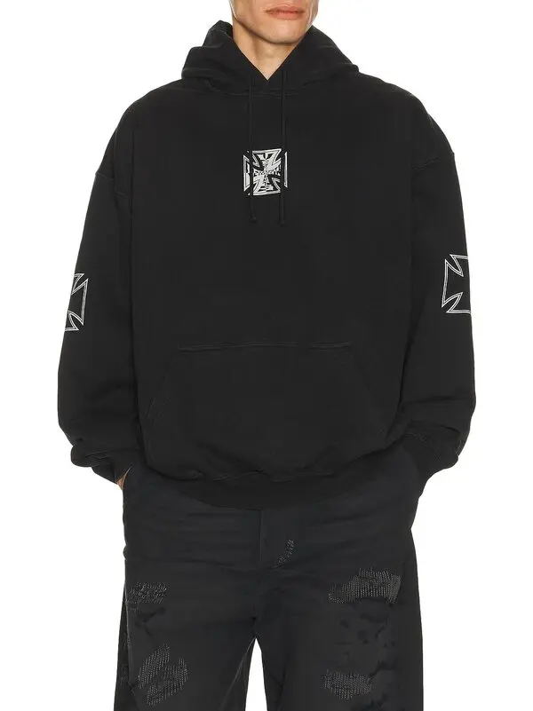Vetements Tripple Biker Cross Logo Hoodie - Black