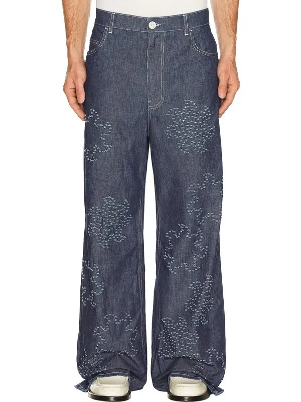 Marni Embroidered Trousers - Orion Blue