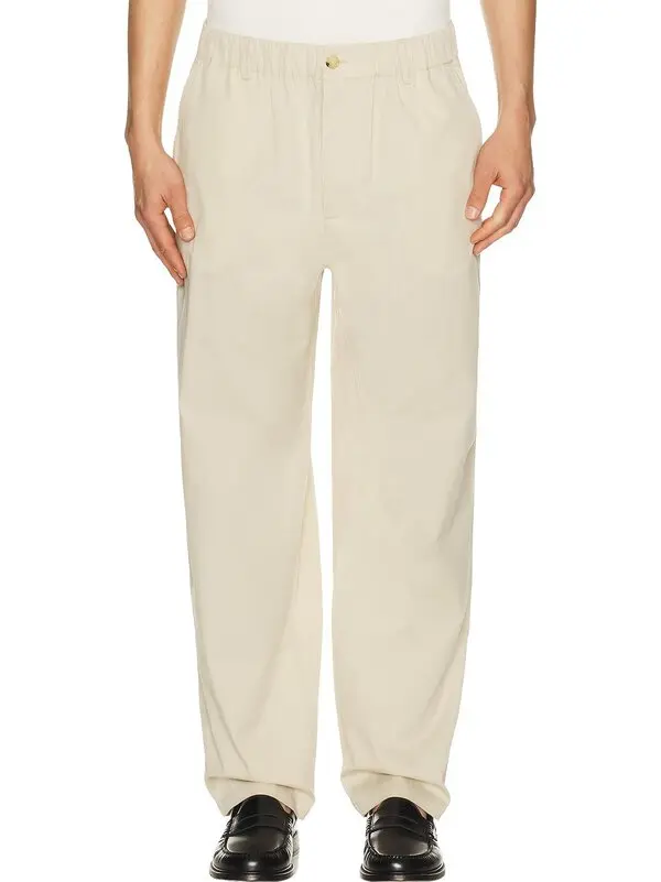 FRAME Relaxed Cotton Trousers - Light Beige
